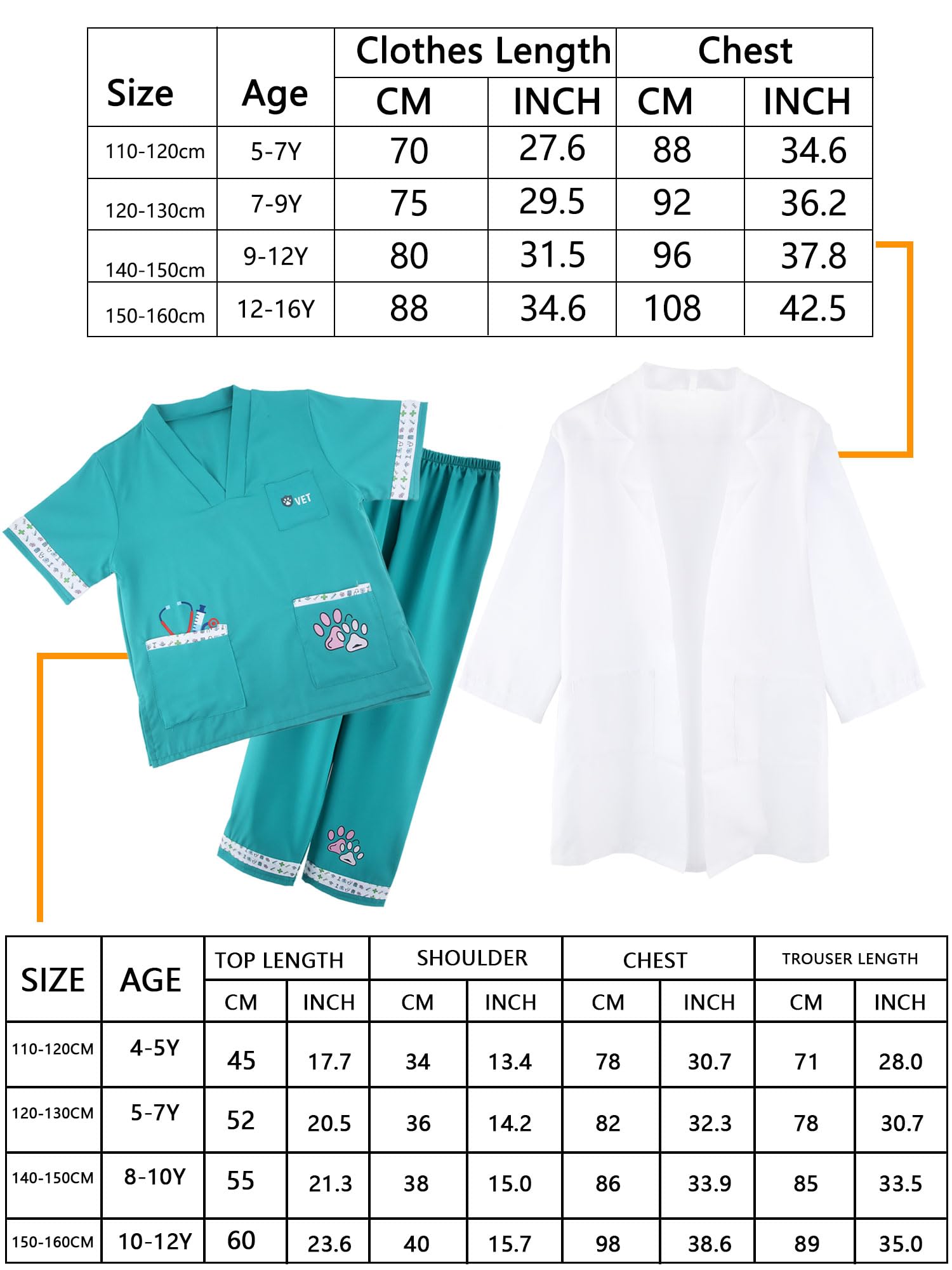 7 Pcs Kids Veterinary Costume Set Animal Doctor Dress Up Outfits for ...