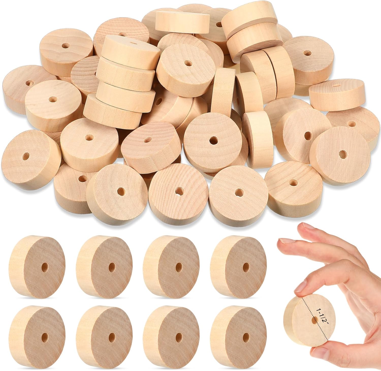 Amazon.com: Thyle 150 Pcs Wooden Wheels Craft Bulk Wood Mini Wheels ...