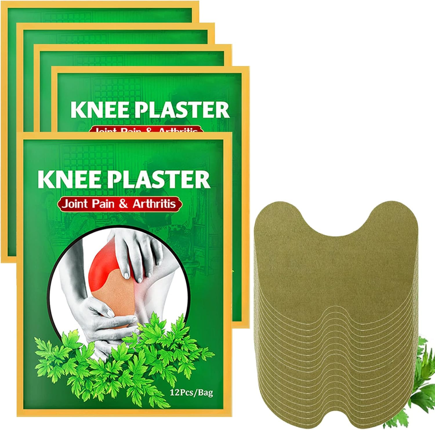 Wellnee Knee Patch Pain Relief Patches, Natural Wormwood Extract ...