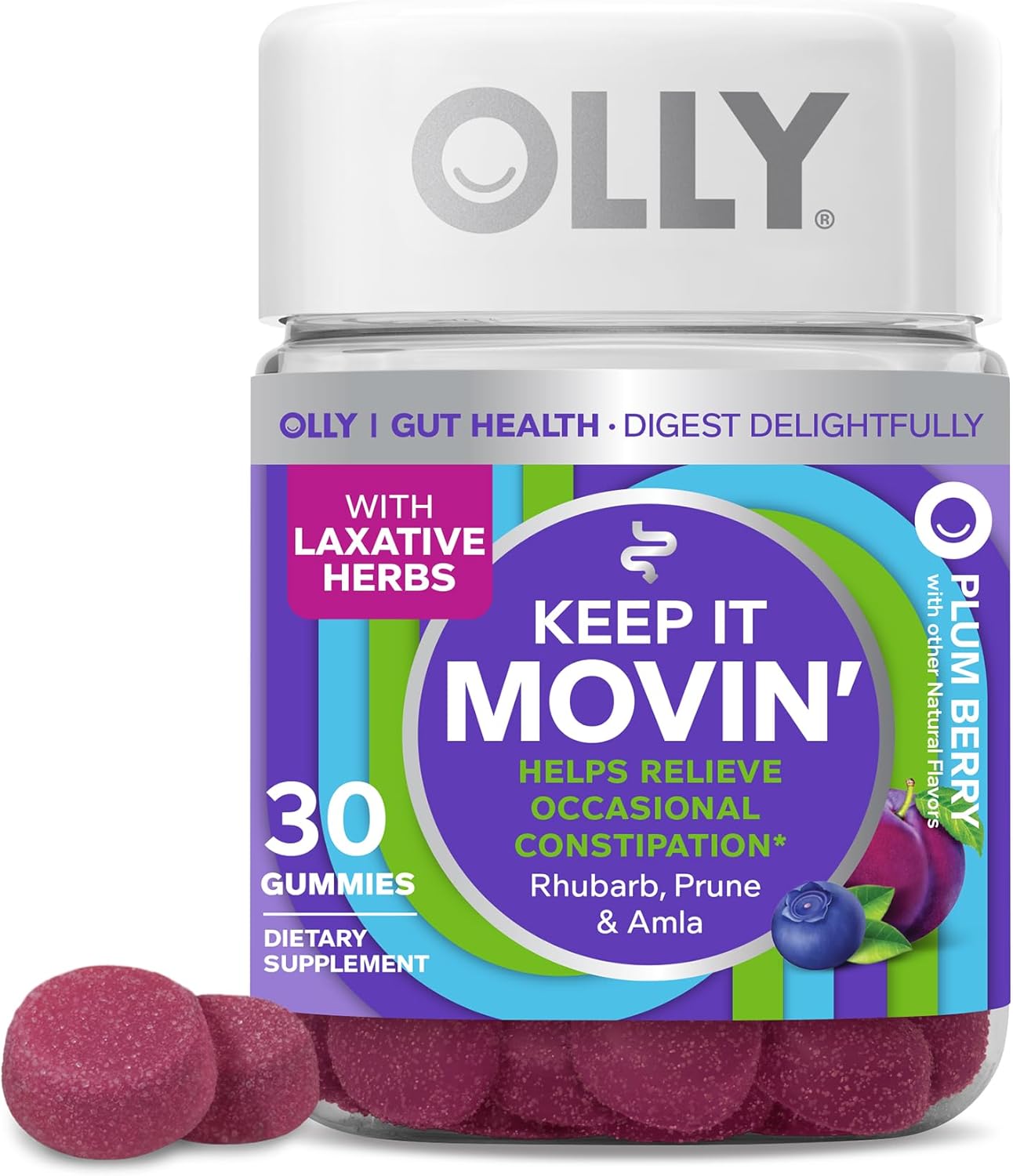 Amazon.com: OLLY Keep it Moving Constipation Relief, Rhubarb, Prunes ...