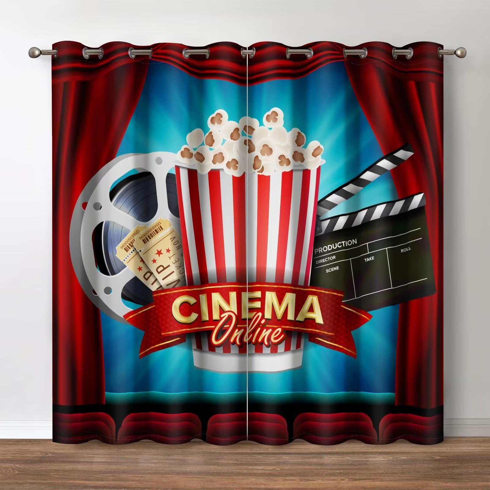 Amazon.com: Jekeno Movie Theater Blackout Curtains, Home Cinema Video ...