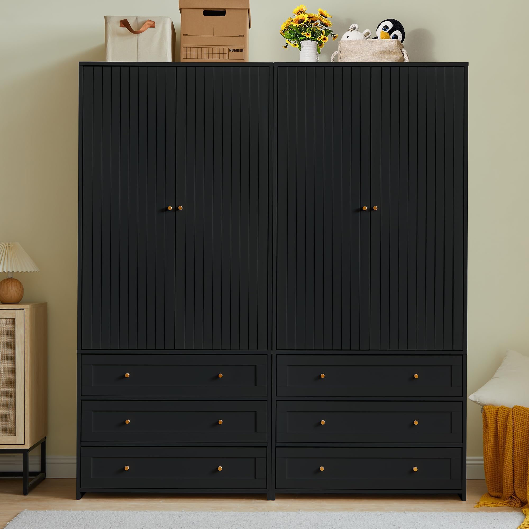 Amazon.com: MJADUE Armoire Wardrobe with 4 Drawers, Large Clothes ...