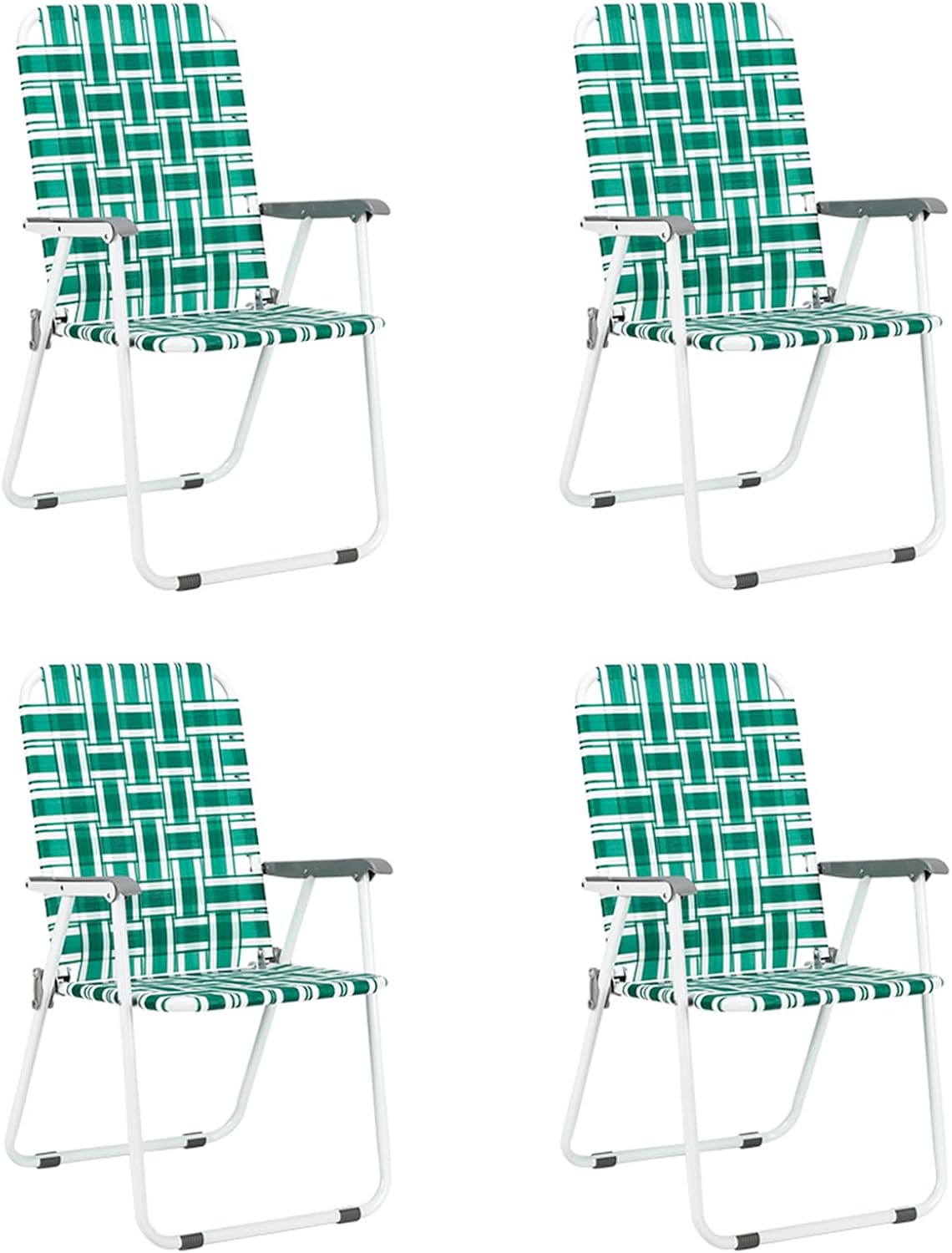 Amazon.com: VINGLI Patio Lawn Webbed Folding Chairs Set of 4, Outdoor ...