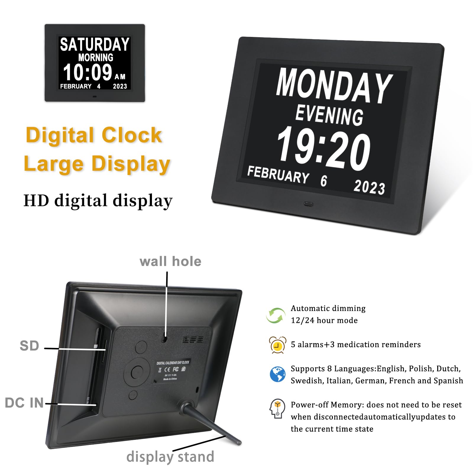 Snapklik.com : SSINI New 2024 Dementia Clocks For Seniors Extra Large Clock