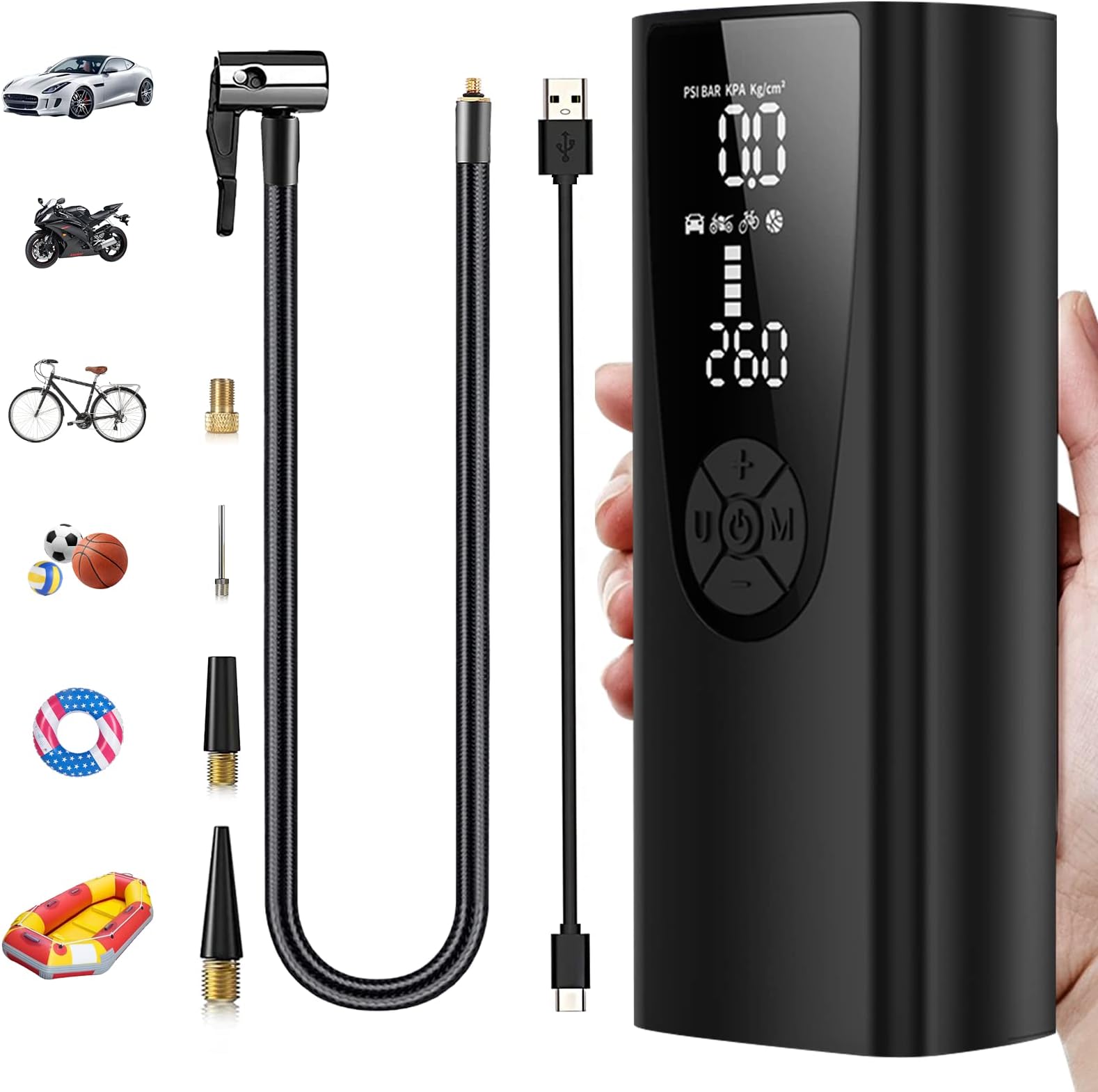 Amazon.com: Portable Air Compressor Tire Inflator, 8000mAh Rechargeable ...