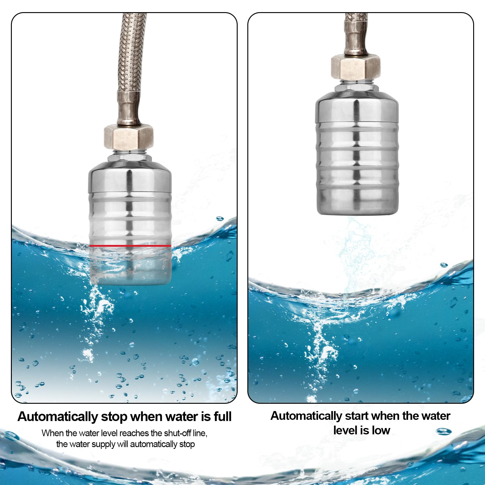 Snapklik.com : 2pcs Water Float Valve, Stainless Steel Automatic Water ...