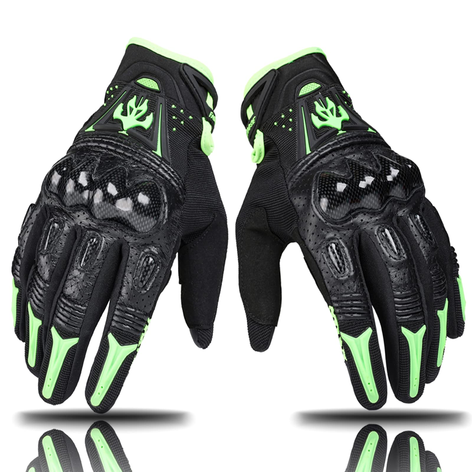 FASTGOOSE Leather Full Finger Motorcycle Gloves Touch Screen Riding MTB ...