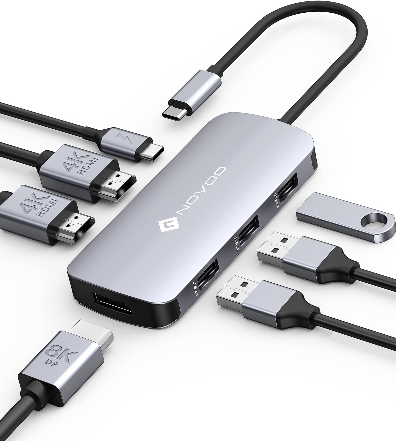 Amazon.com: Docking Station Triple Display, NOVOO RM7 USB C Docking ...