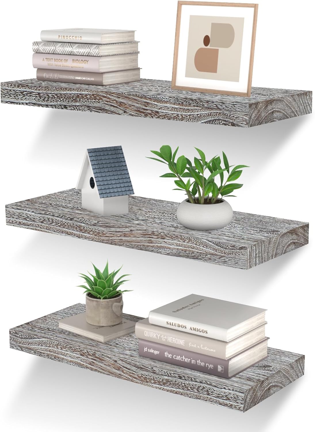 Kultilanda Floating Shelves Wall Shelf Solid Wood Mounted Storage for ...
