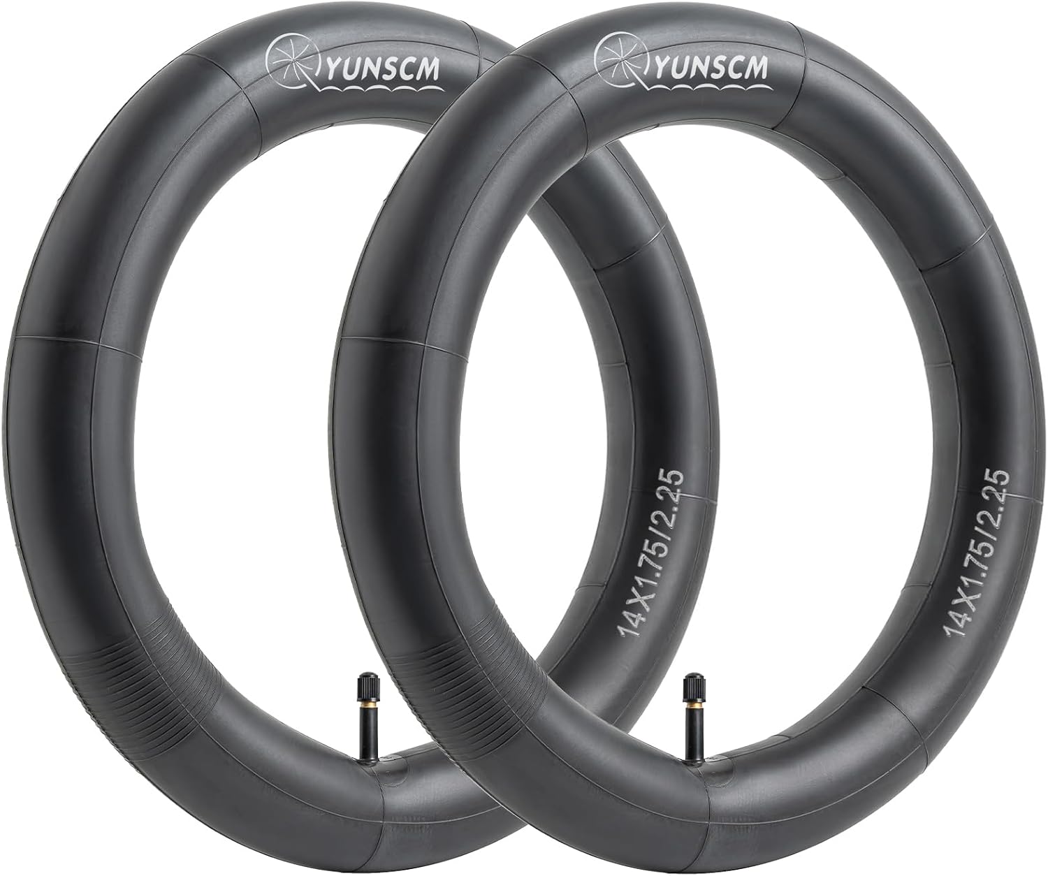 YunSCM 2-Pack 14 inch Bike Inner Tubes 14x1.75/1.95/2.125 ETRTO 47/57-254 AV32mm Schrader Valve ...