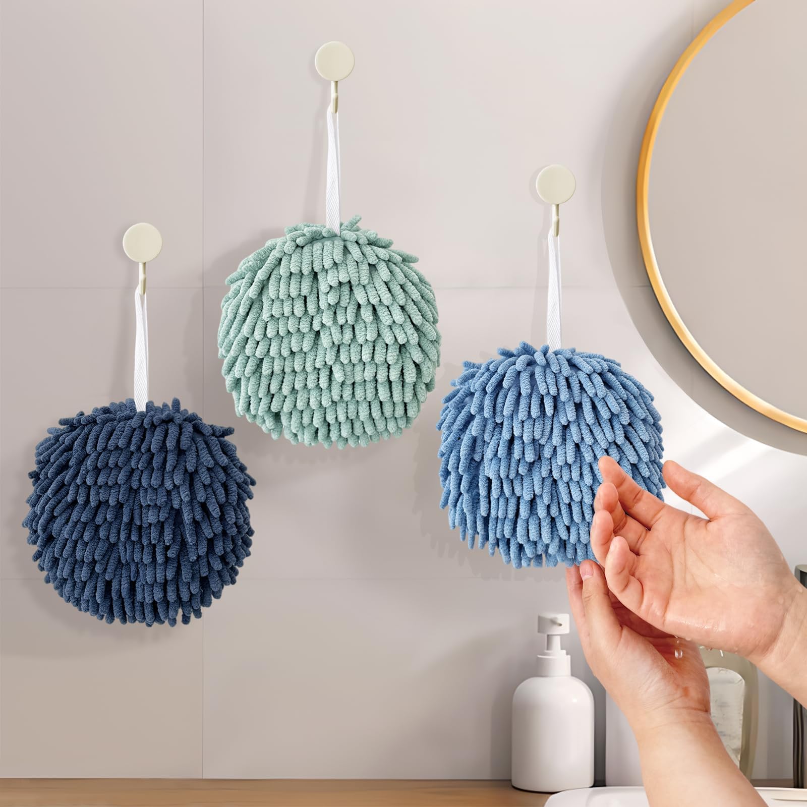 Amazon.com: Meirrnyyu 3Pcs Fuzzy Ball Hand Towel,Fluffy Towels with ...