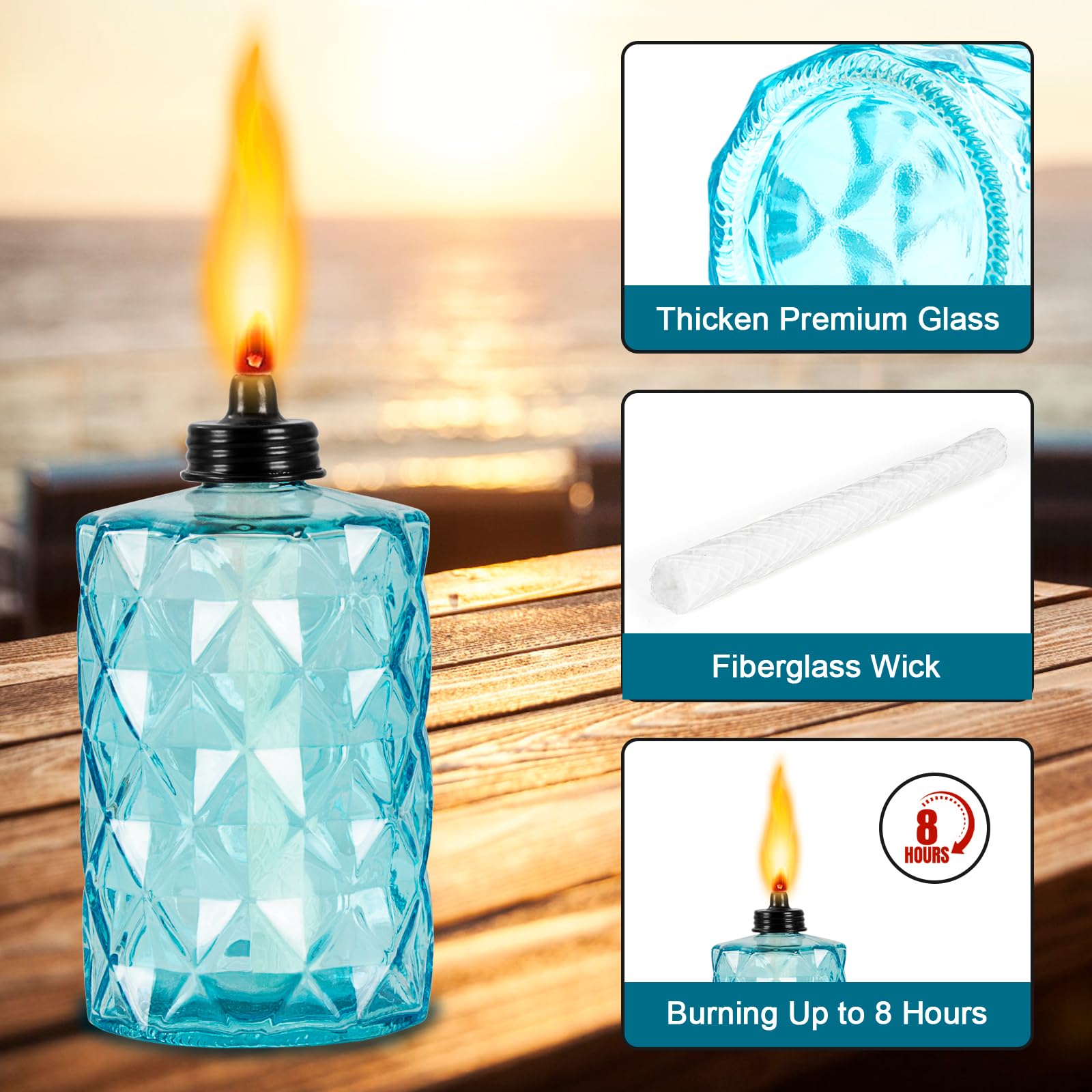 Snapklik.com : Glass Table Top Torch, Outdoor Torch Canisters 12 oz ...