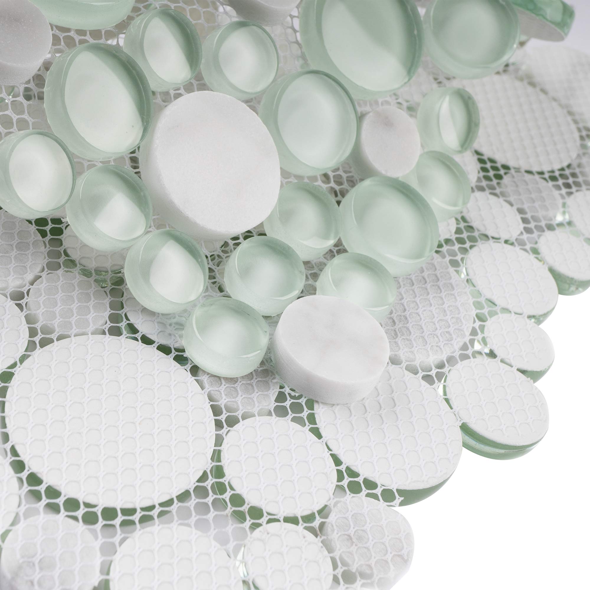 Glass Bubbles Round Mosaic Tile Circles Cream Beige Glass And Stone