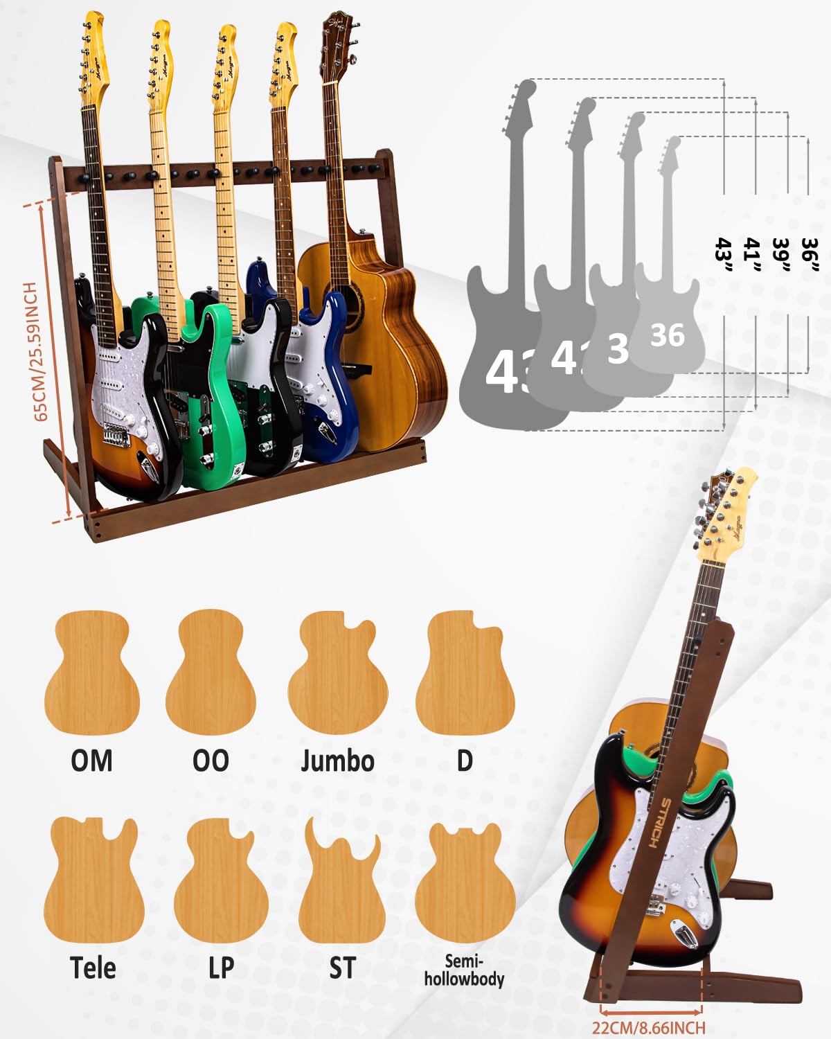 Snapklik.com : STRICH Guitar Stand For Multiple Guitars, Padded Multi ...