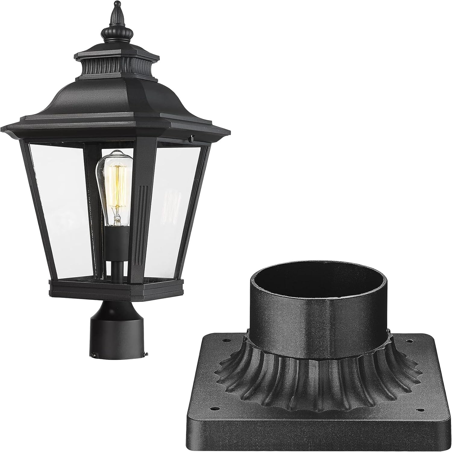 Luminzone Large Outdoor Post Lights, Lamp Post Light Fixture Black ...