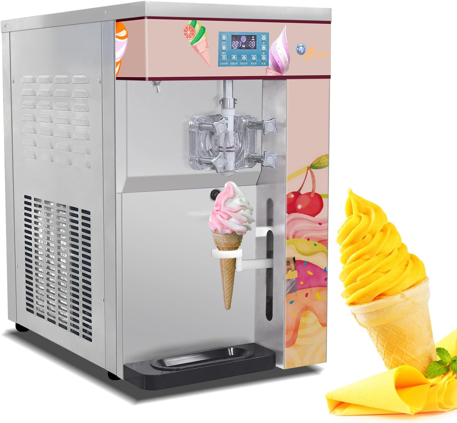Amazon.com: 25L/H Automatic Commercial Soft Serve Ice Cream Machine ...