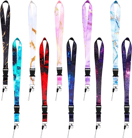 Amazon.com: Jutom 10 Pcs Starry Sky Marble Lanyards for Keys Detachable ...