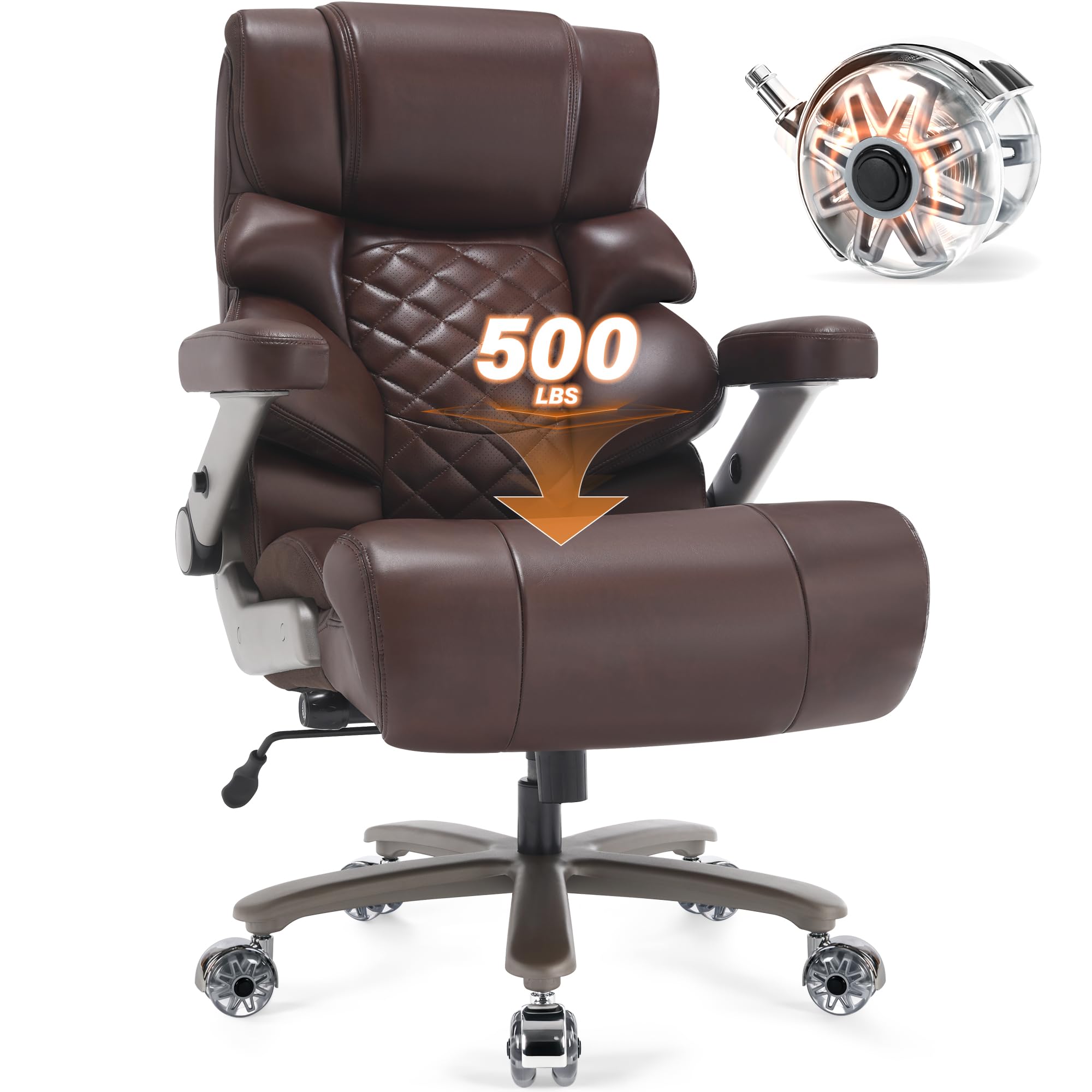Amazon.com: VUZI 500lbs Big and Tall Office Chair-Large Computer Chair ...