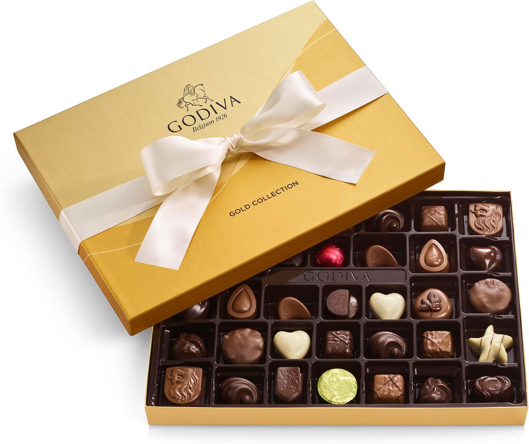 Amazon.com: Godiva Chocolatier Ivory Ribbon 36-Piece Assorted Chocolate Gift Box – Gourmet ...