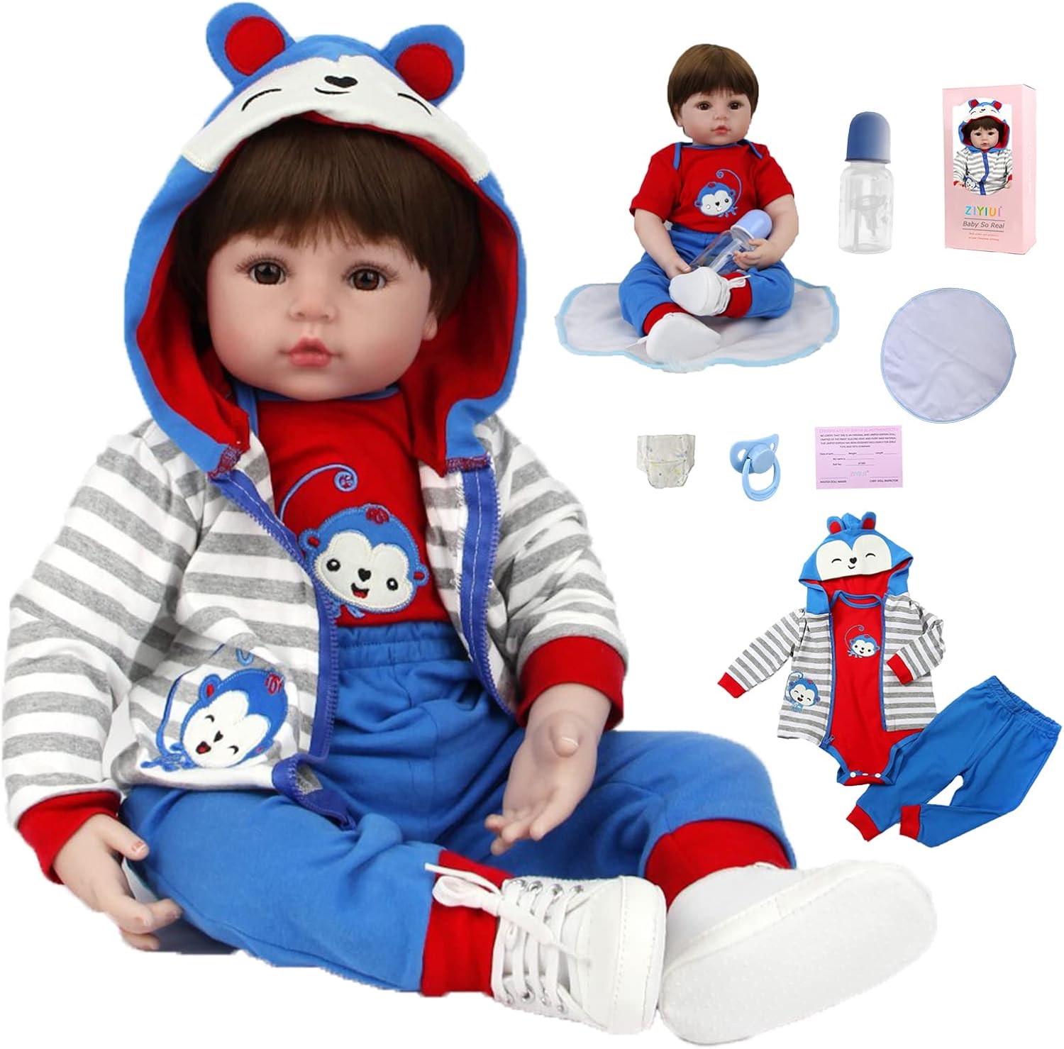 SYP Reborn Baby Doll 24 Inches / 60 cm Soft Silicone Vinyl Reborn Baby Toddlers Boy Lifelike ...