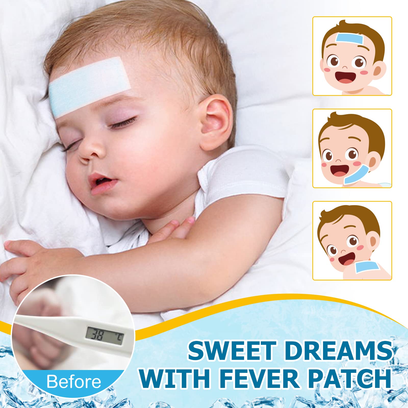 Snapklik.com : 16 Sheets Fever Patches For Kids - Hot Weather Cooling ...