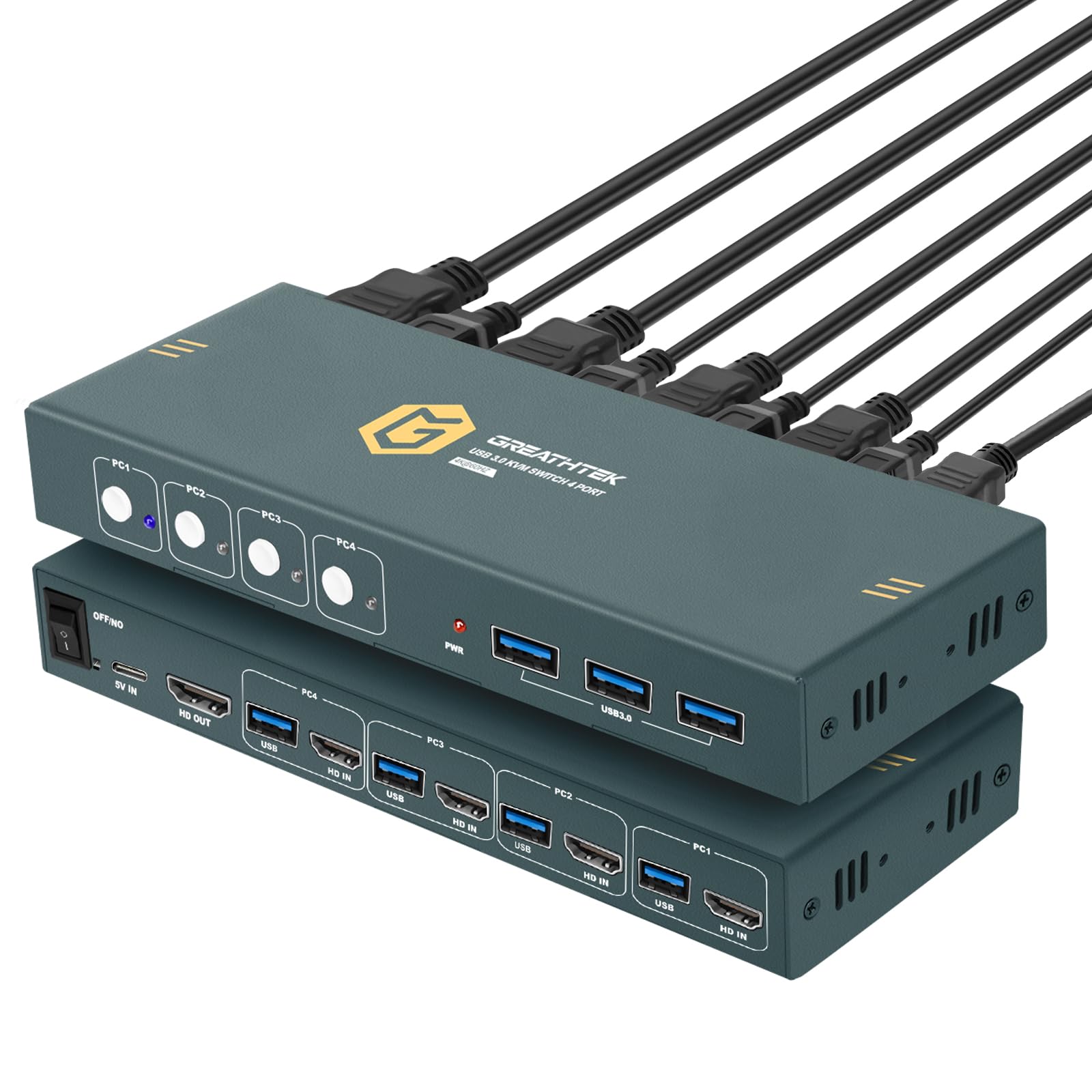 Snapklik.com : USB 3.0 4 Port KVM Switch HDMI 4K60Hz For 4 Computers ...