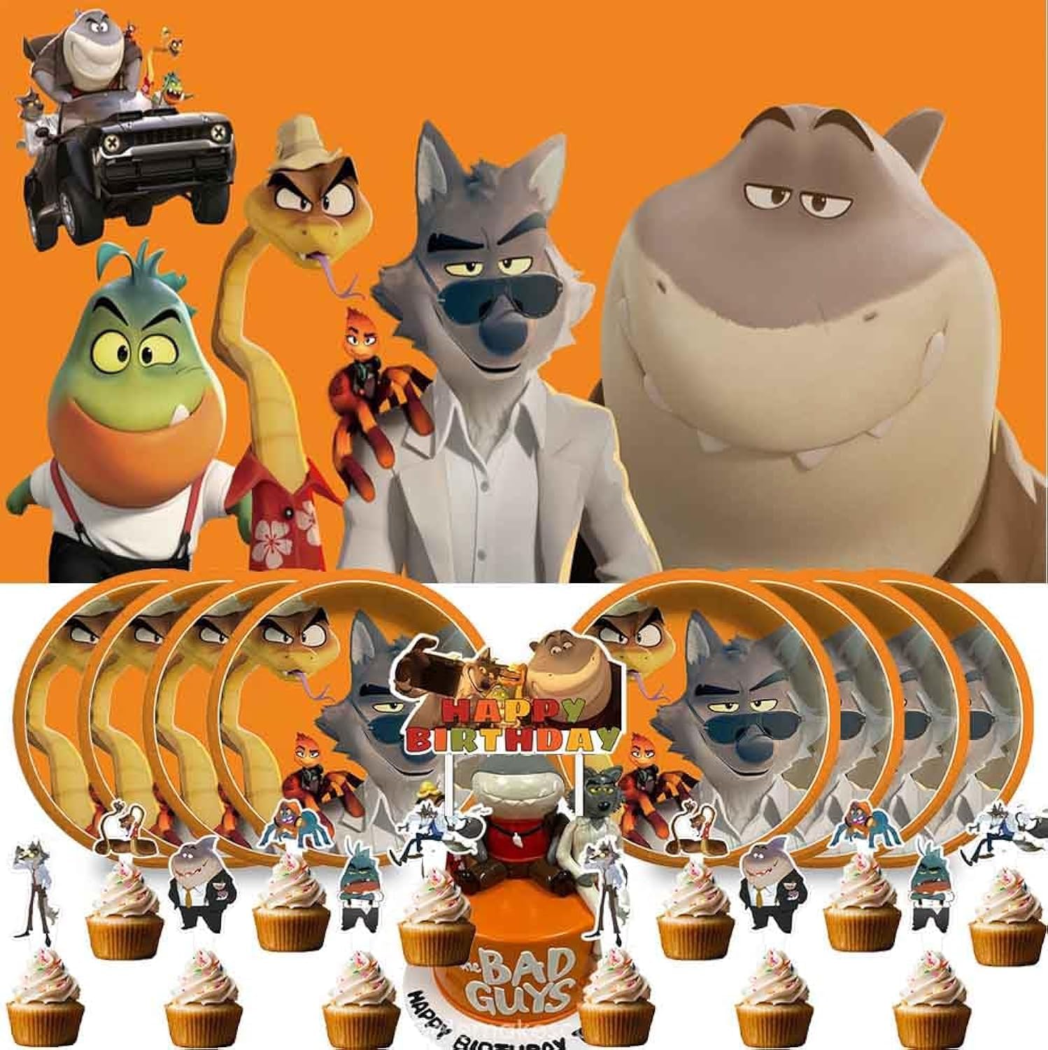 Amazon.com: Bad Guys Party Decorations Supplies Birthday Cake Topper ...