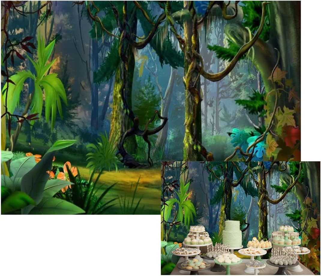 Amazon.com : Jungle Safari Backdrop Animation Forest Kids Green ...