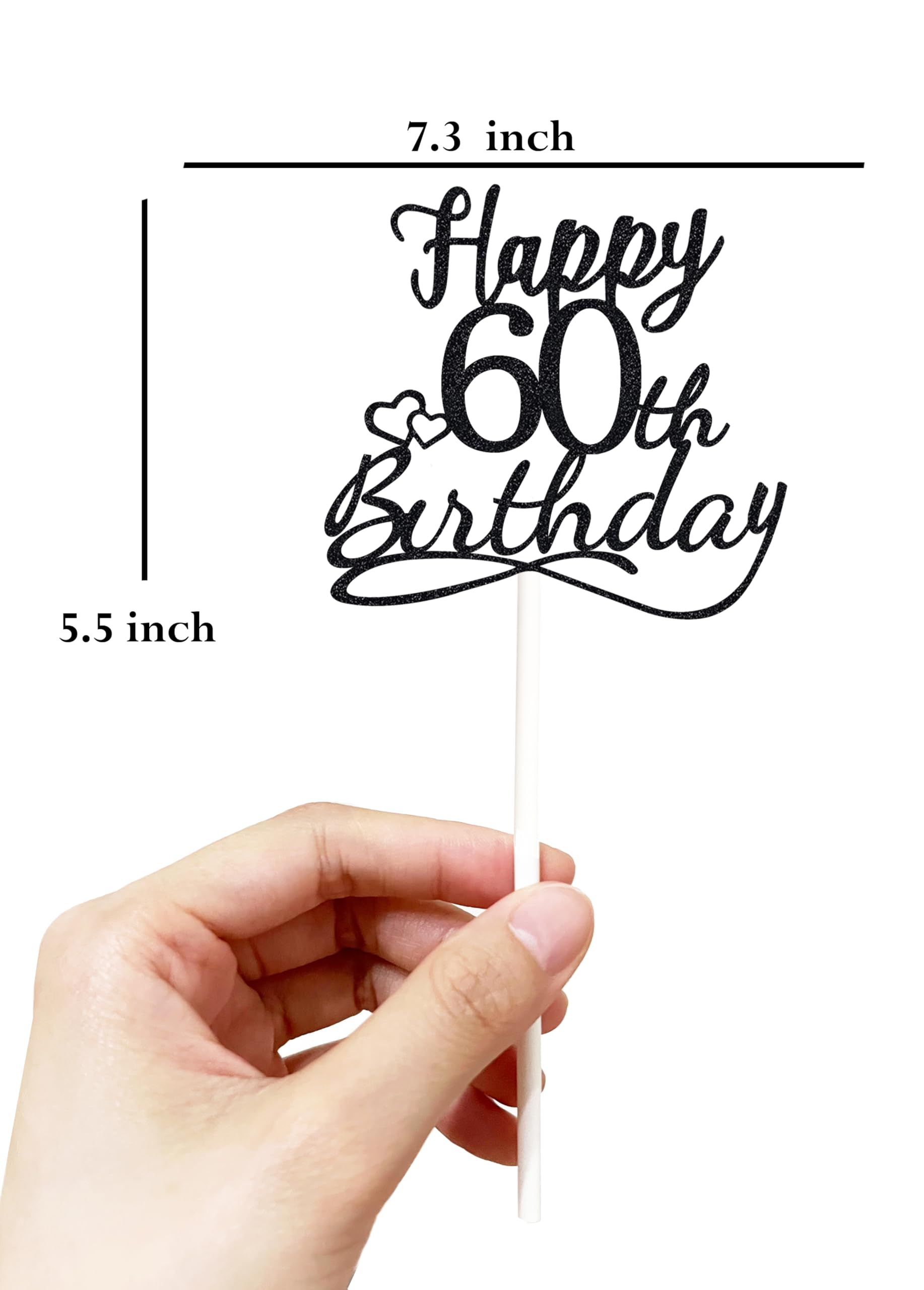 Snapklik.com : 60 Birthday Cake Toppers-Black Double Sided Glitter ...