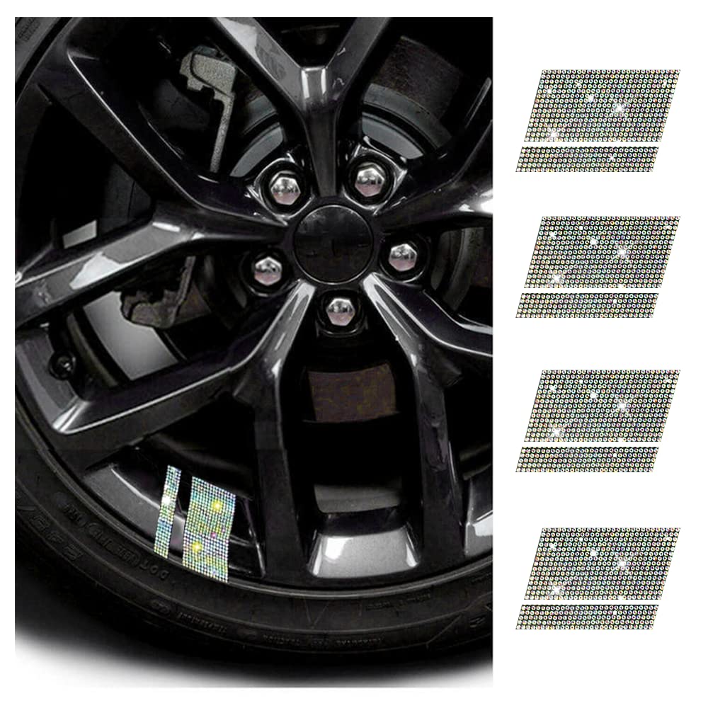 Amazon.com: 8Pcs Bling Wheel Rim Decals,Rhinestone Reflective Stickers ...