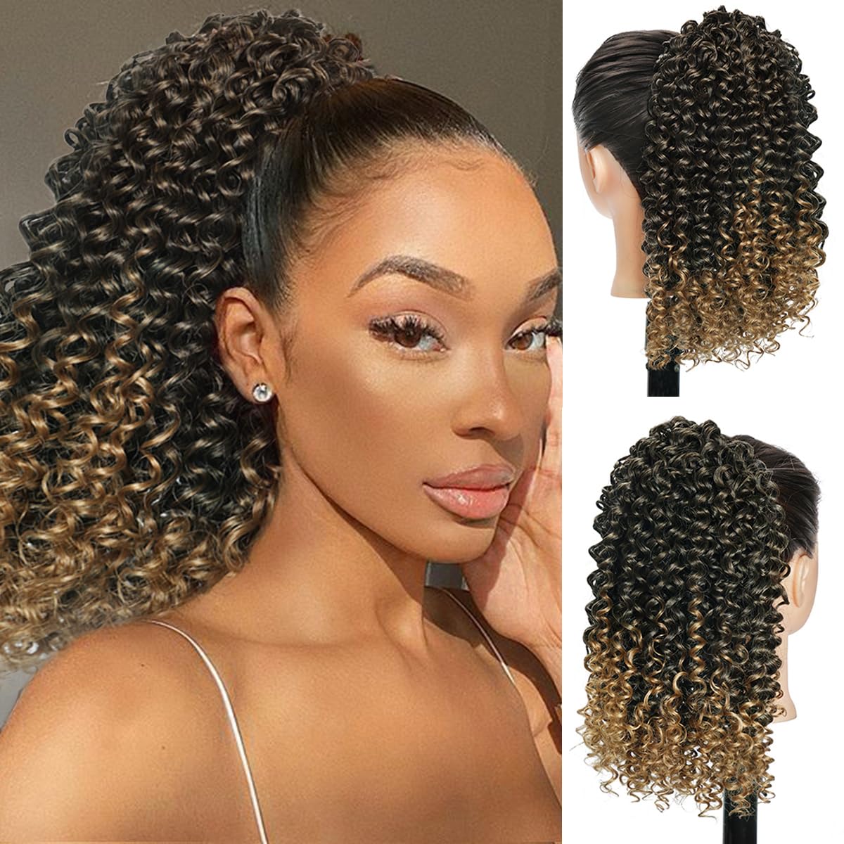Amazon.com : Spring Curl Drawstring Ponytail Blonde Hair Extension for ...