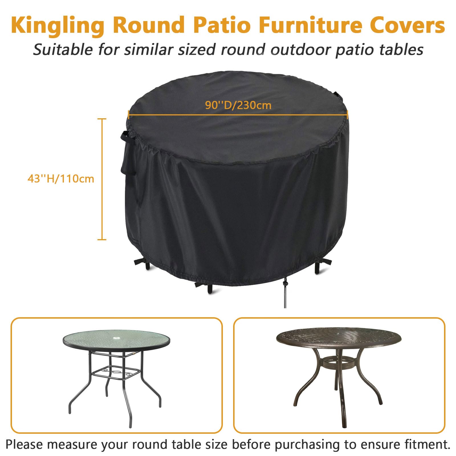 Outdoor Table Protection 90 Inch Round Patio Table Cover - Waterproof ...
