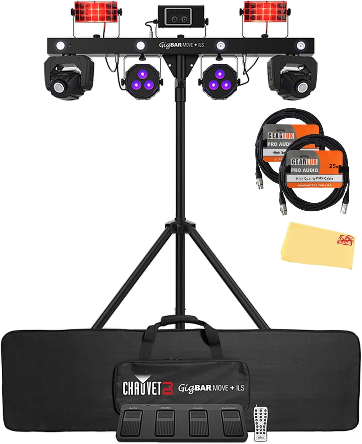 Amazon.com: Chauvet DJ GigBAR Move + ILS 5-in-1 Lighting System with 2 Moving Heads Bundle with ...
