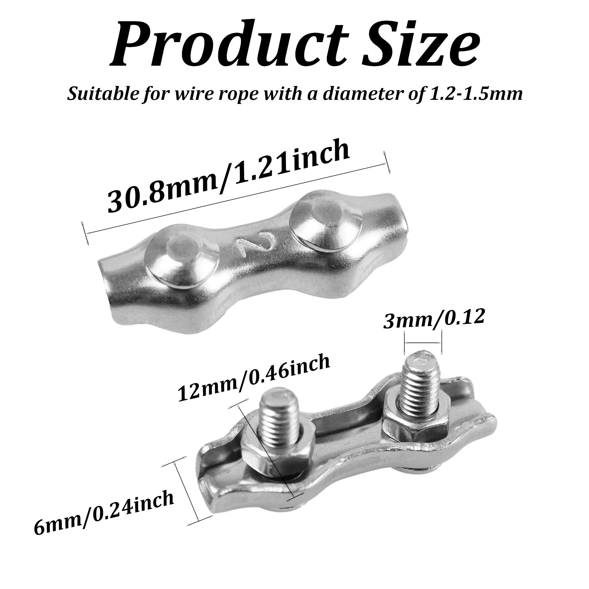 Snapklik.com : PDETVEO 20PCS M2 Double Bolt Wire Rope Clips, Stainless ...