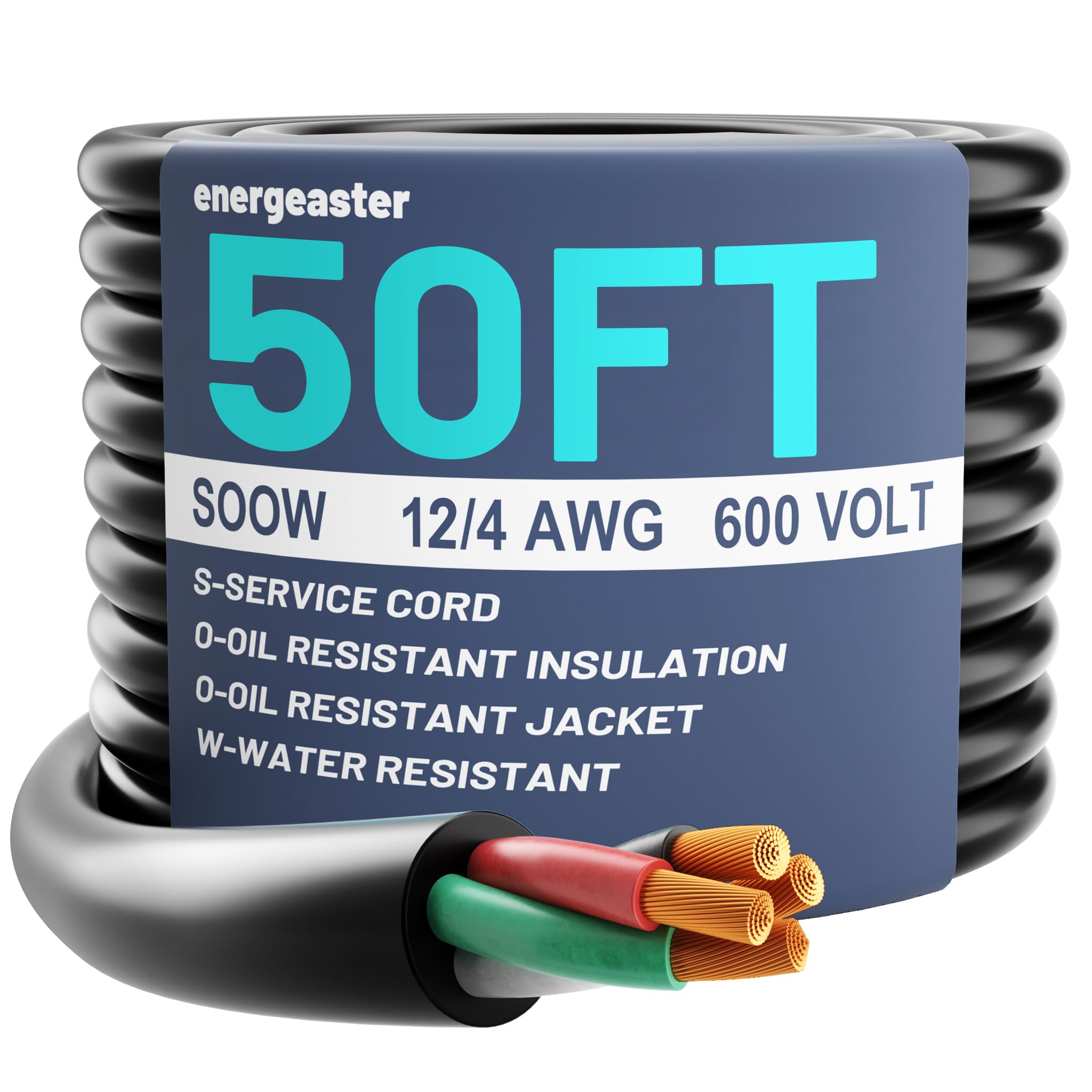 Energeaster Portable Electrical Wire 4 Conductor SOOW 600V 12 Gauge ...