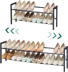 Amazon.com: FAVOOSTY 2-Tier Expandable Shoe Rack, Adjustable Shoe Shelf ...
