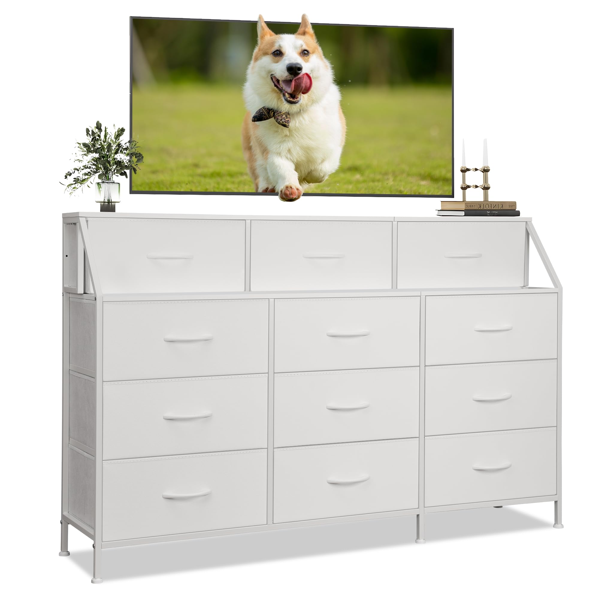 Amazon.com: AMISEN TV Stand Dresser with 12 Drawers, Up to 55" Dresser ...