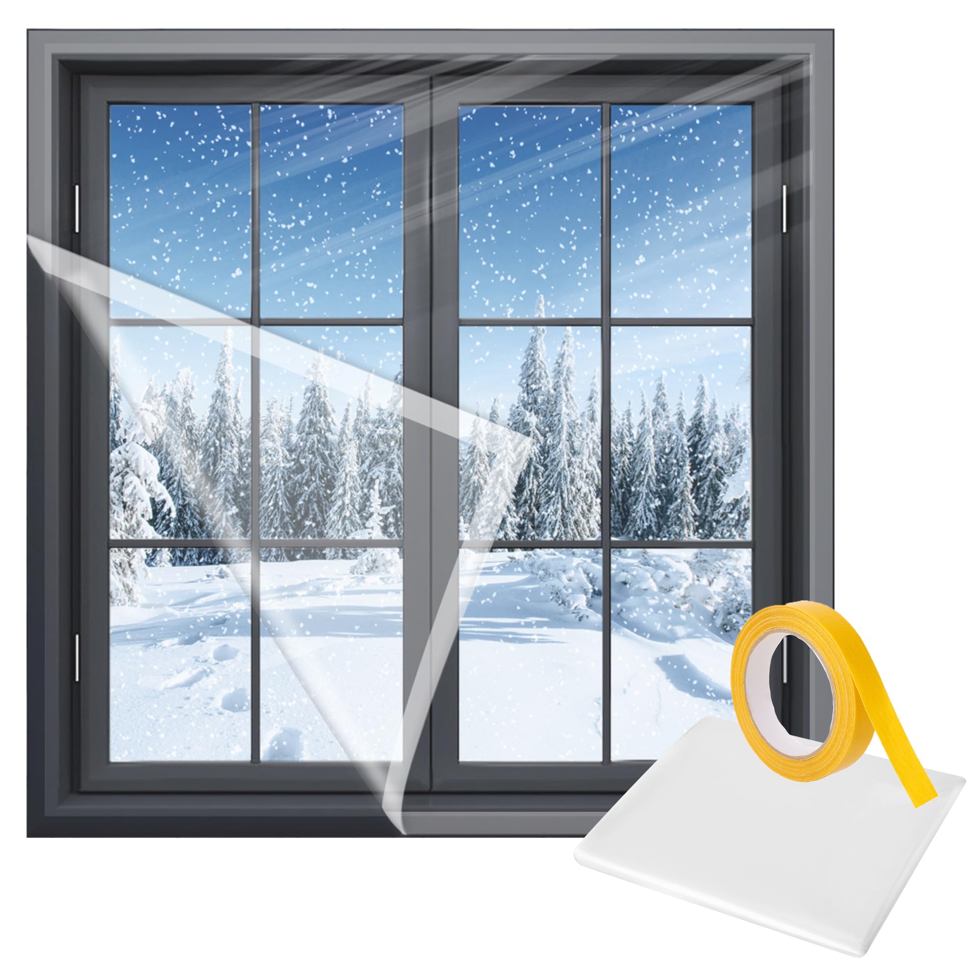 U0U Window Insulation Kit,47in x 63in Indoor Plastic Window Insulation ...