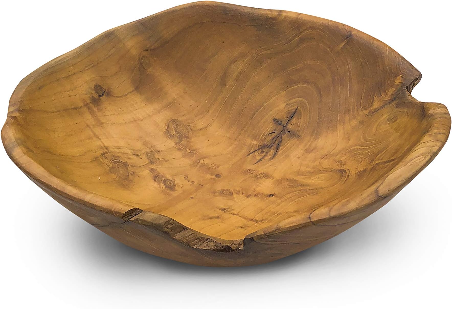 Teak Root Long Bowl 35cm Antique Rustic Kitchen Hand Carved Wood Fruit ...