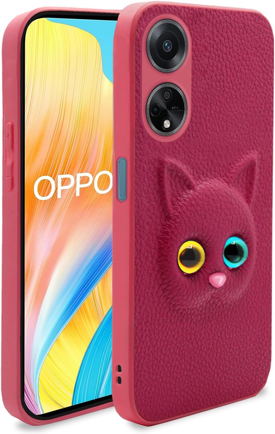 Pikkme Oppo F23 5G Back Cover for Girls | Cute Cat Leather Finish ...
