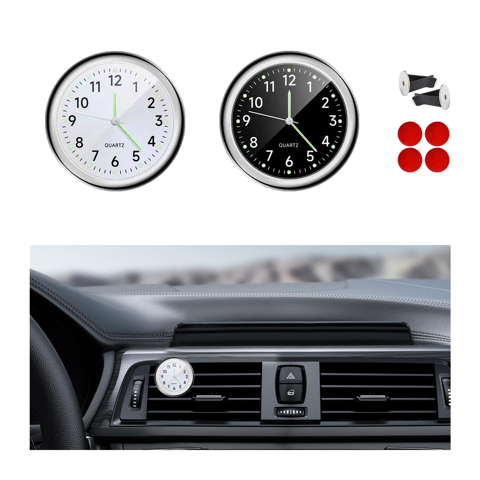 Amazon.com: Dickno 2 PCS Stick on Dashboard Car Clock, Mini Tiny Analog ...