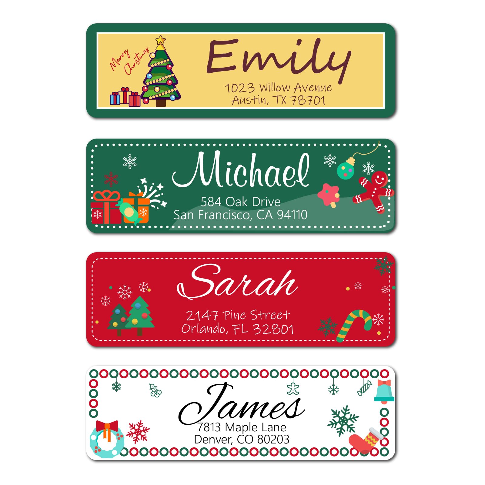 Amazon.com : Personalized Christmas Return Address Labels 60-1050pcs ...