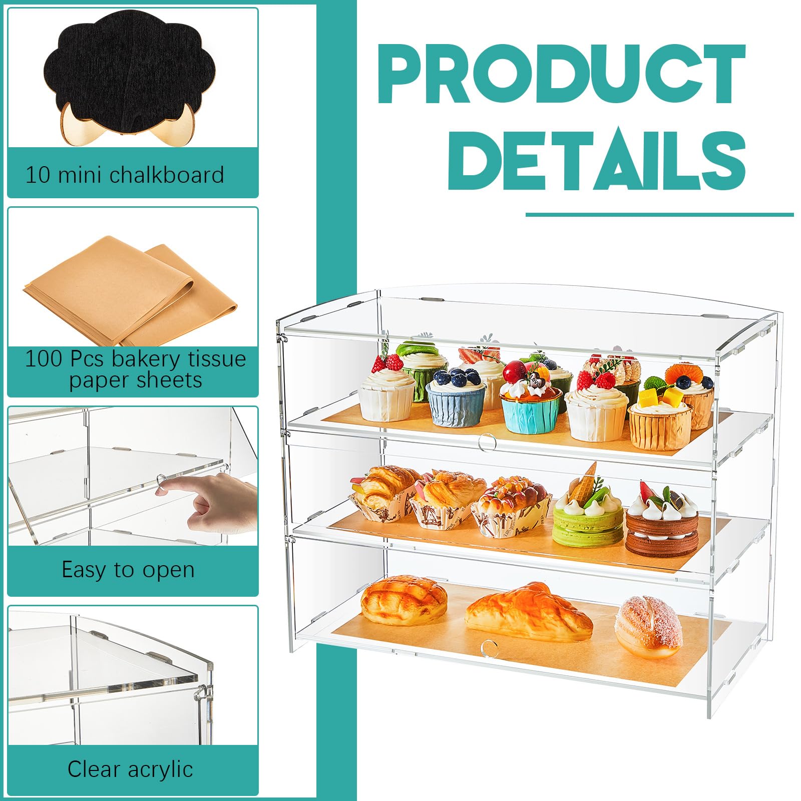 Snapklik.com : 3 Tier Bakery Pastry Display Case,Clear Acrylic Display ...