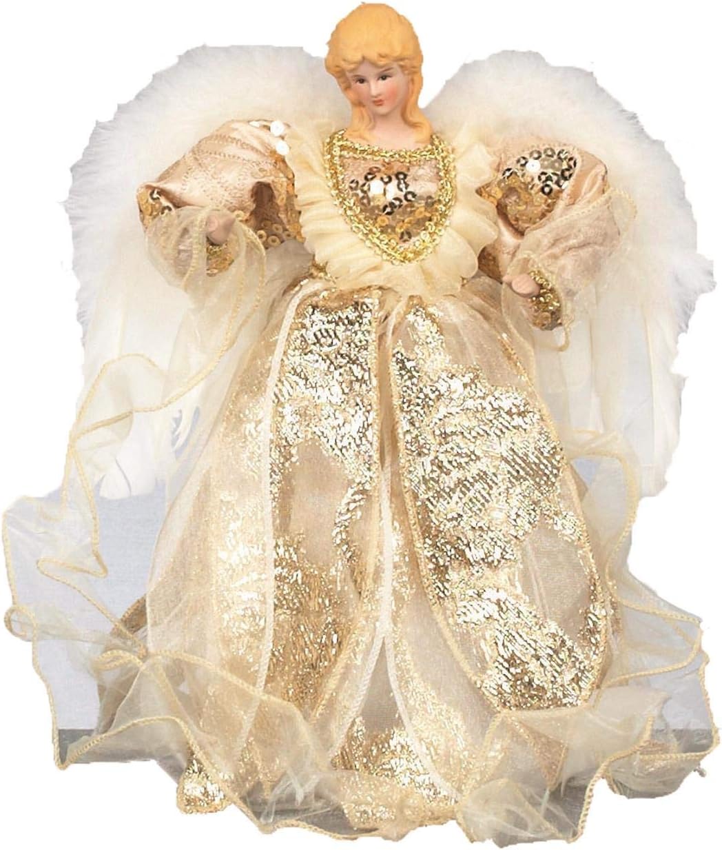 Ivory and Gold Angel Christmas Tree Topper (30cm) : Amazon.co.uk: Home ...