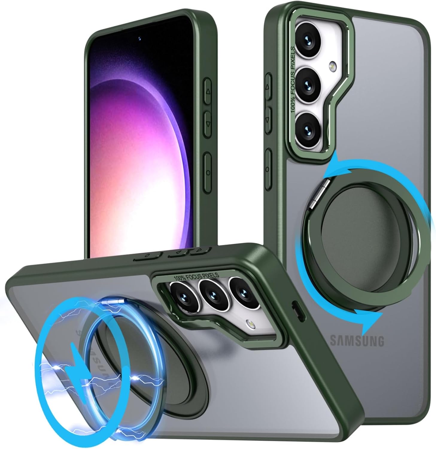 Amazon.com: MUGCOFF for Samsung Galaxy S24 Case with 360°Rotatable Magnetic Ring Kickstand ...