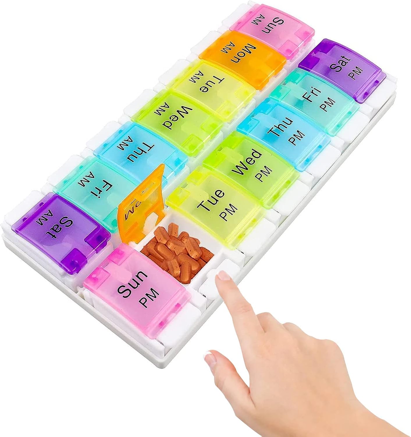 Weekly Pill Box Organiser, Portable Weekly Tablet Box Organiser with ...