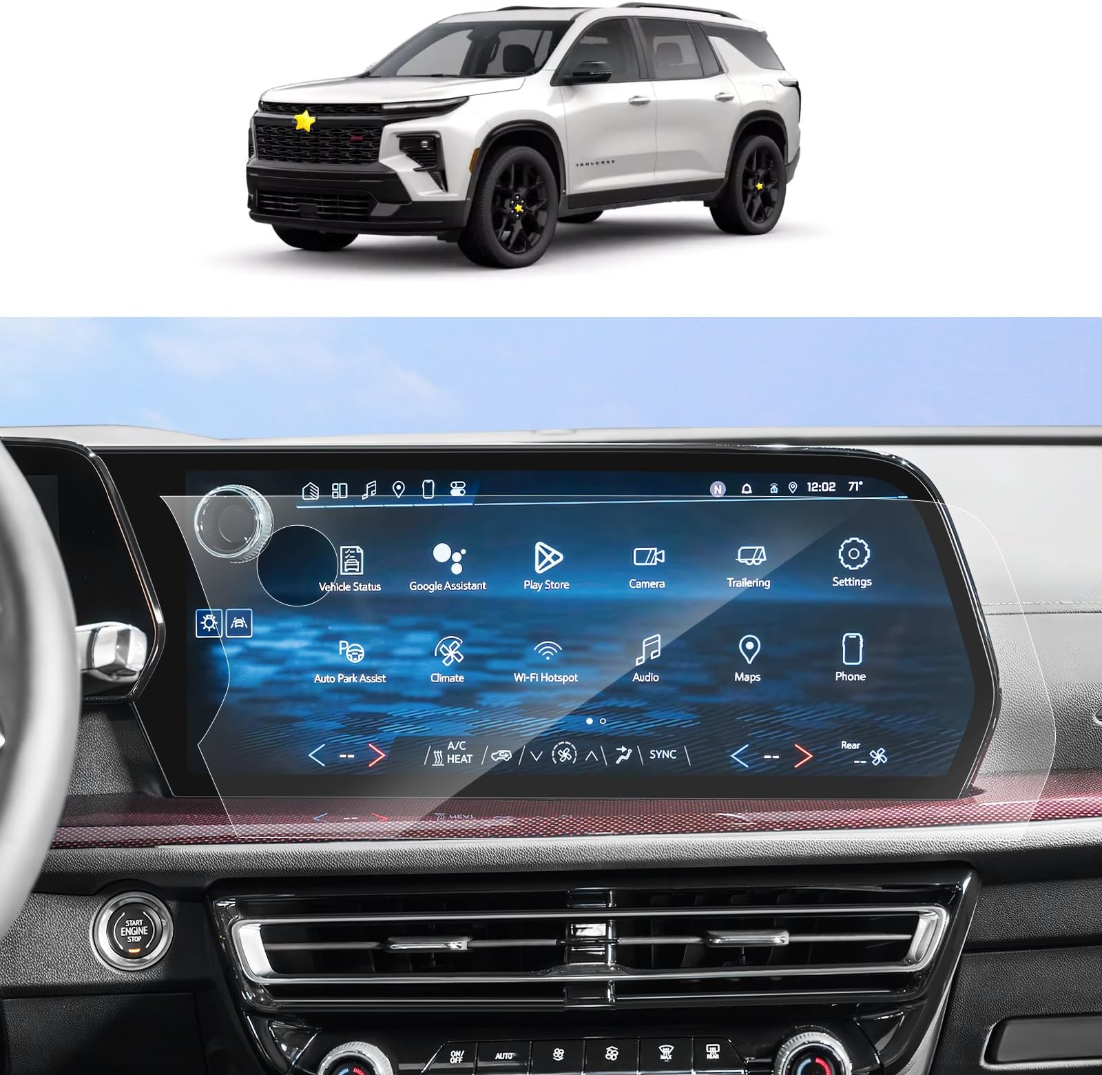 Amazon.com: SKTU 2Pack 2024 2025 Chevy Traverse Screen Protector for ...