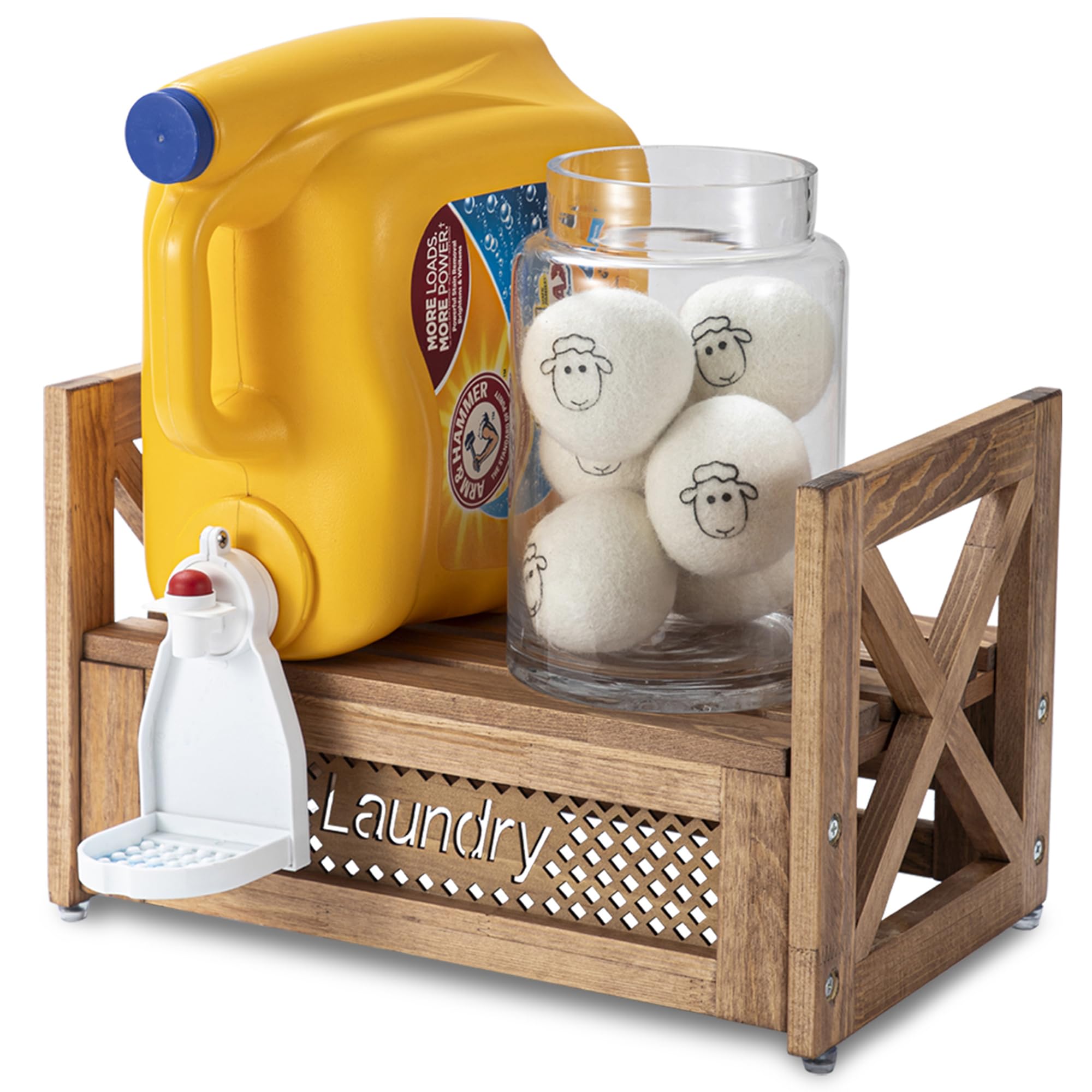 Snapklik.com : Elegant Light Brown Wooden Laundry Detergent Shelf ...