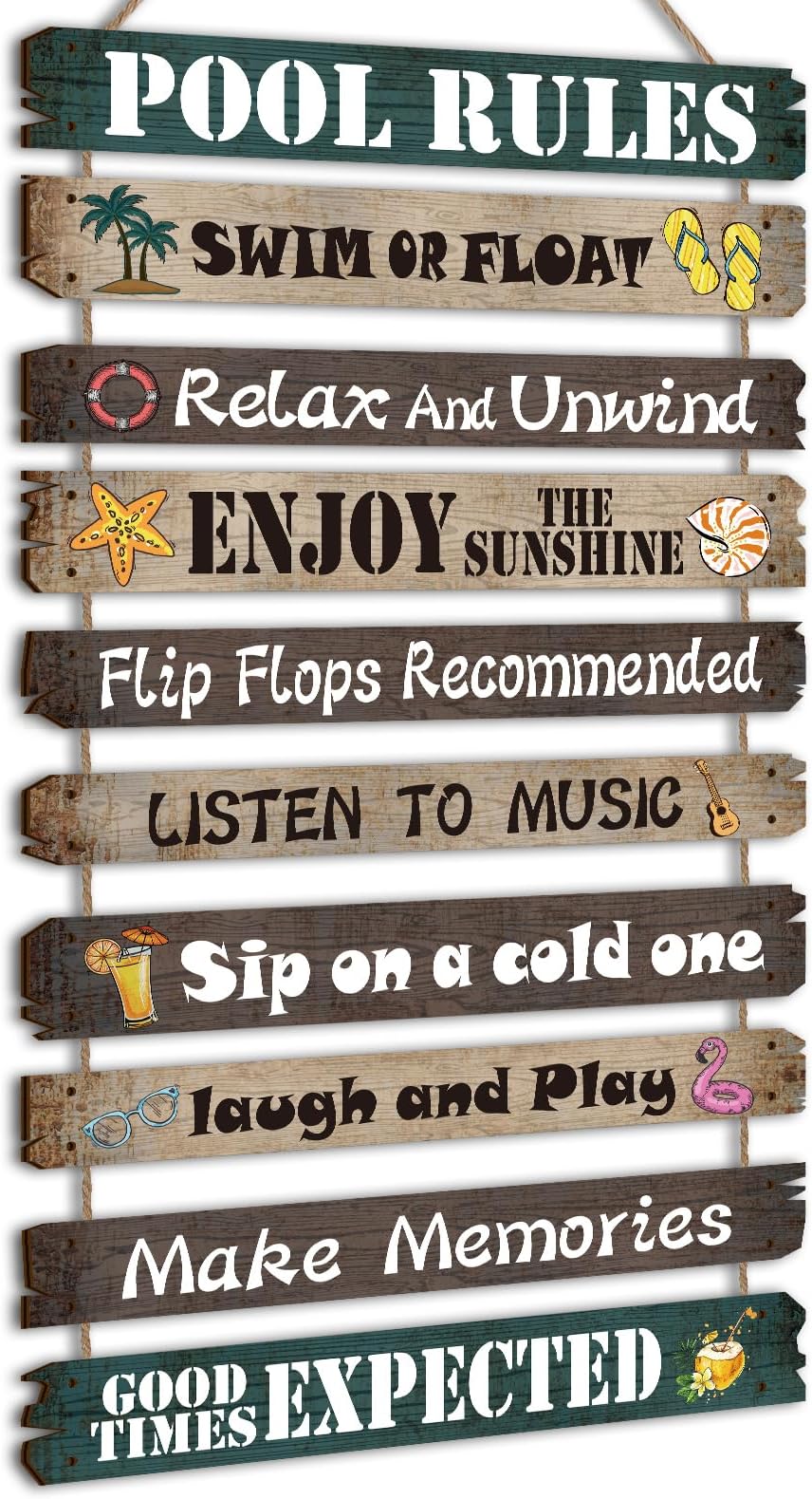 Amazon.com : 5 Pack Wooden Pool Rules Signs 12x4 Inch Pool Outdoor ...