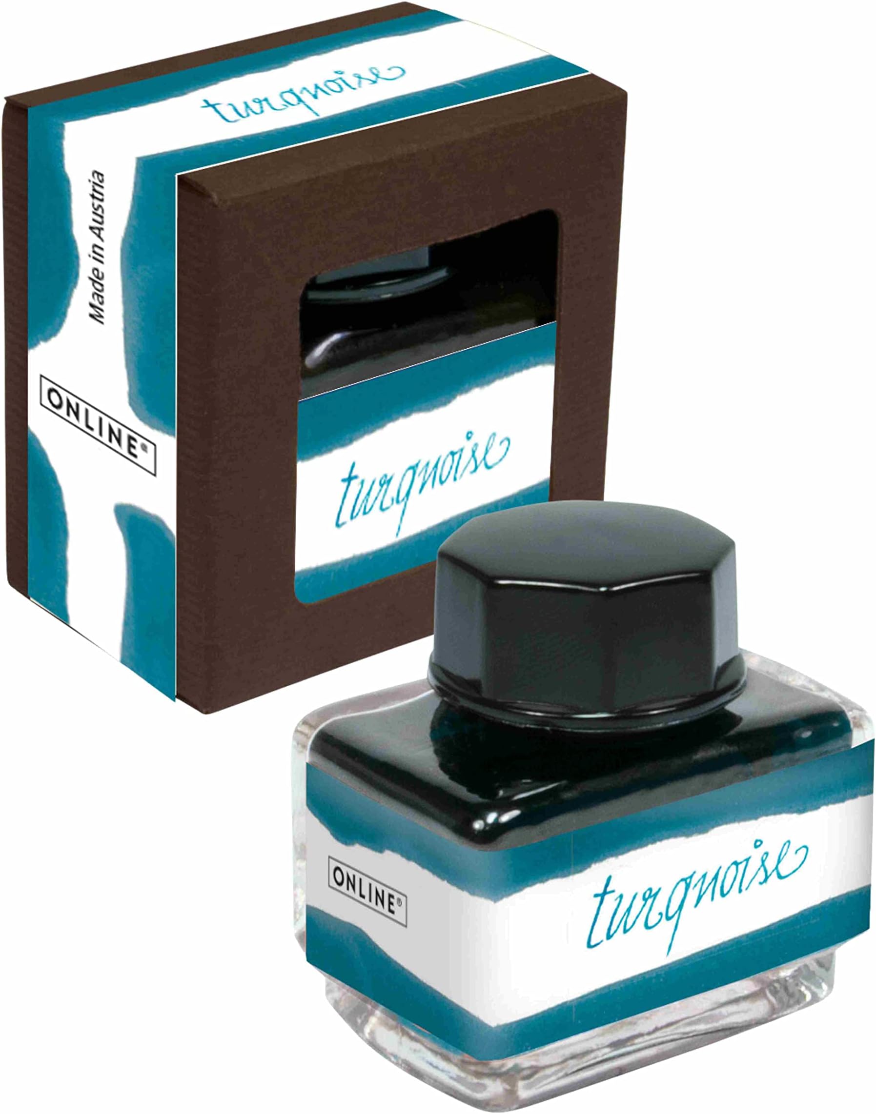 Turquoise Ink Bottle - 15 ml, Calligraphy Ink, Water-based, Perfect for ...